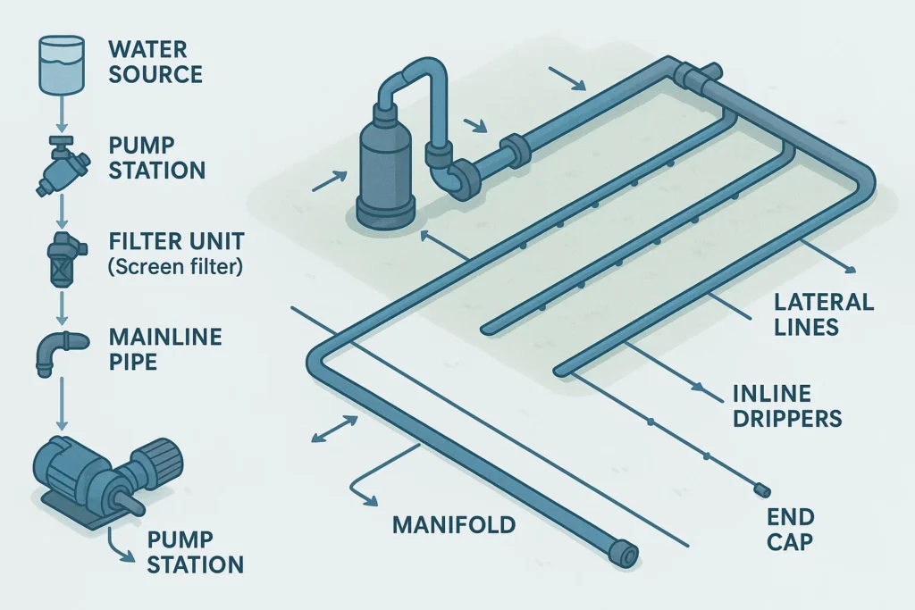 Drip Irrigation Design Calculator: Flow Rate & Formulas